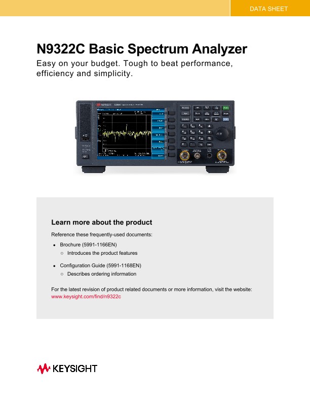 N9322C Basic Spectrum Analyzer PDF Asset Page | Keysight